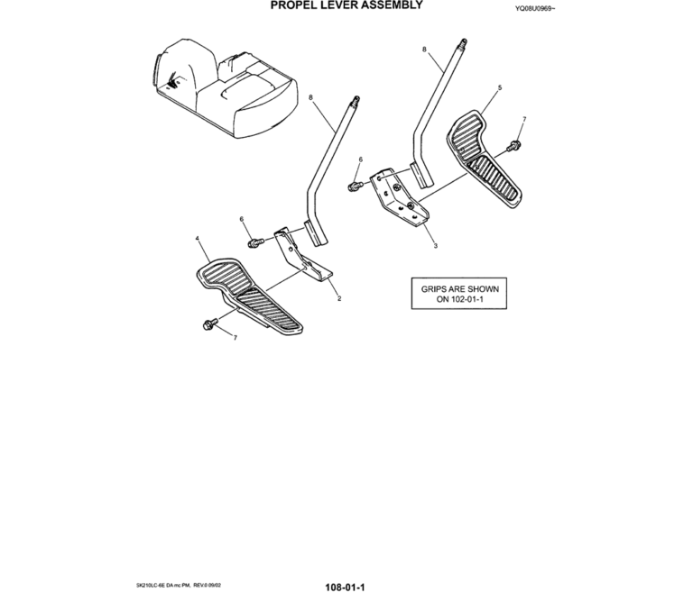 01-027 PROPEL LEVER ASSEMBLY-SK200-6E SK210LC-6E SK200-6ES SK200LC-6E ...