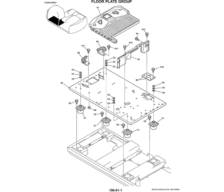 01-037 FLOOR PLATE GROUP-SK200-6E SK210LC-6E SK200-6ES SK200LC-6E ...