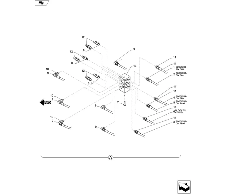 01-041(02) CONTROL LINES, BLOCK-2 SK130-8 SK140LC Excavator Parts ...