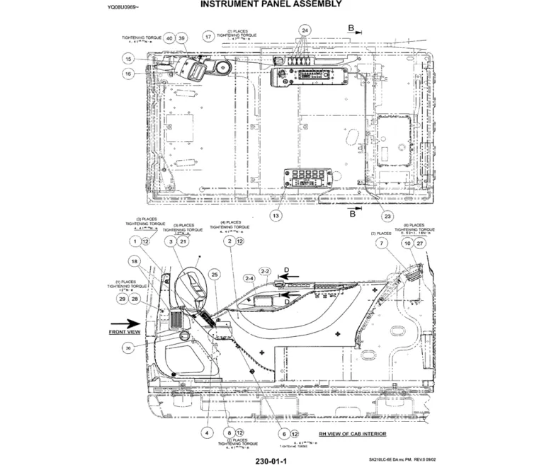 01-051(02) INSTRUMENT PANEL ASSEMBLY-SK200-6E SK210LC-6E SK200-6ES ...