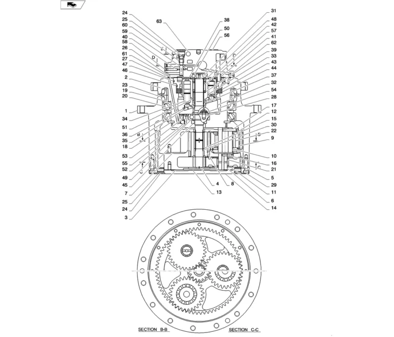 02-013(02) MOTOR INSTALLATION, PROPEL-2 SK130-8 SK140LC Excavator Parts ...