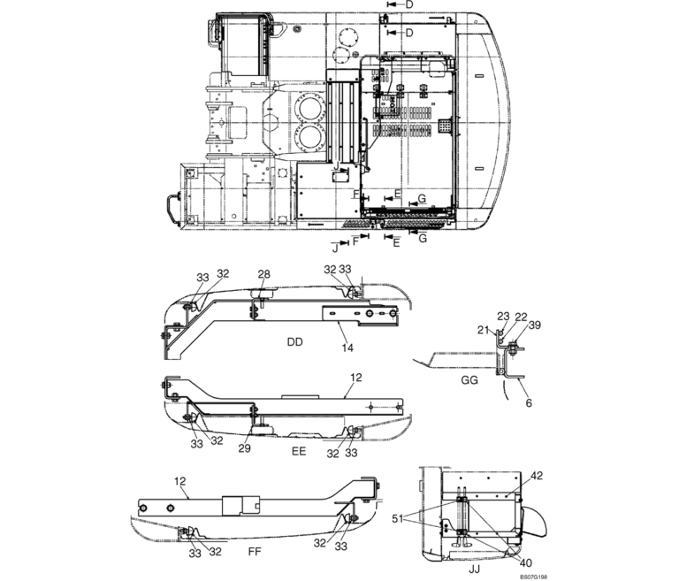 02-51-01(03) GUARD INSTALLATION (ROTATION 2 WAY FLOW), (CHASSIS TOP ...
