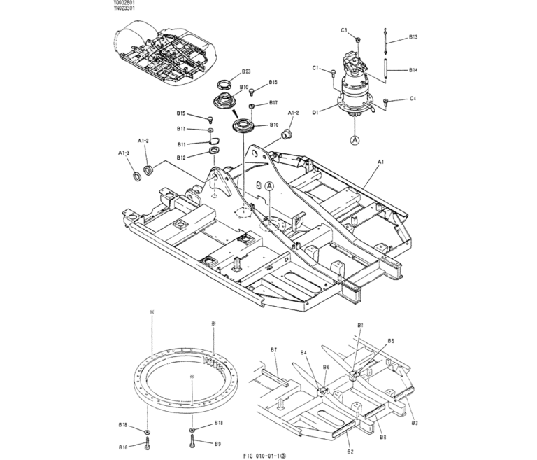 01-001 FRAME ASSY-Kobelco SK200-3 SK200LC-5 SK200 Excavator Parts ...