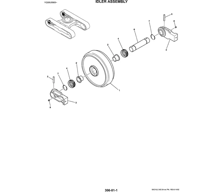 02-008 IDLER ASSEMBLY-SK200-6E SK210LC-6E SK200-6ES SK200LC-6E Kobelco ...