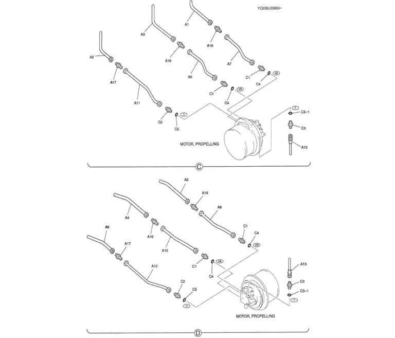 02-017(02) LOWER HYDRAULIC LINES-SK200-6E SK210LC-6E SK200-6ES SK200LC ...