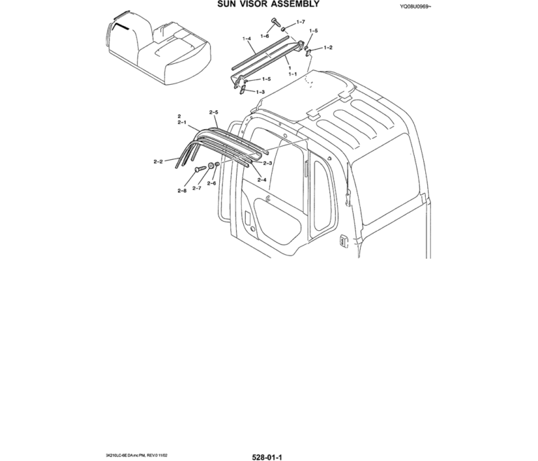 05-003 SUN VISOR ASSEMBLY-SK200-6E SK210LC-6E SK200-6ES SK200LC-6E ...