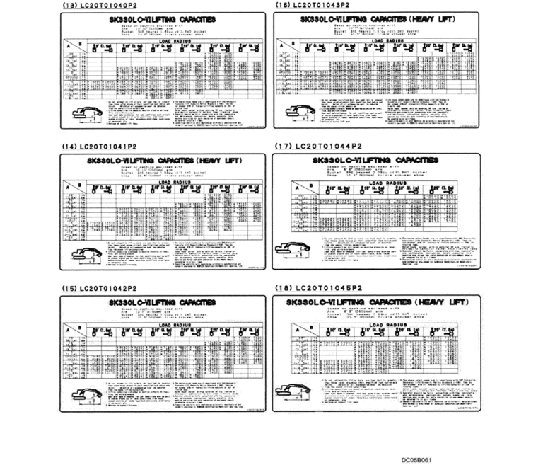 06-003(04) LIFT CAPACITY DECAL INSTALLATION CAB-SK330LC-6E SK330-6E ...