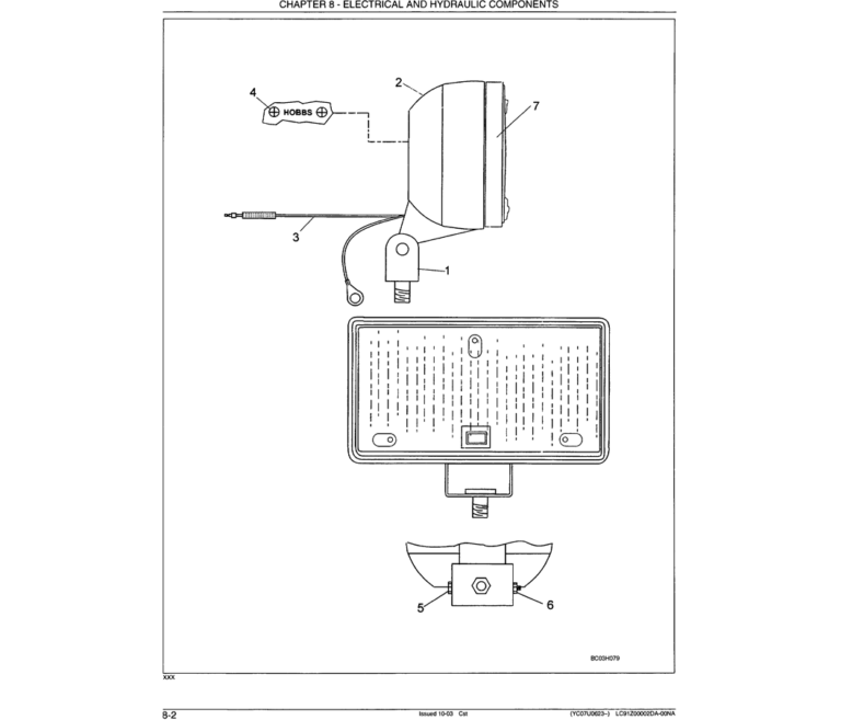 07-001 WORK LAMP ASSEMBLY (HOBBS)-SK330LC-6E SK330-6E SK350LC-6E ...