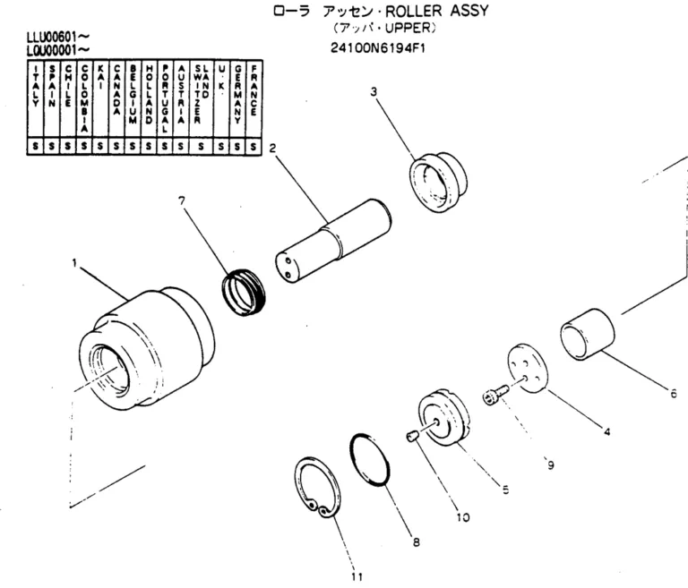07-005 ROLLER ASSY (UPPER)-Kobelco SK220LC-3 SK250LC SK220-3 Excavator ...
