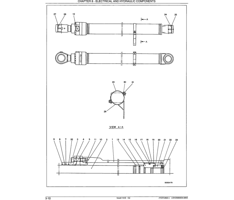 07-006 BOOM CYLINDER ASSEMBLY (LEFT HAND)-SK330LC-6E SK330-6E SK350LC ...