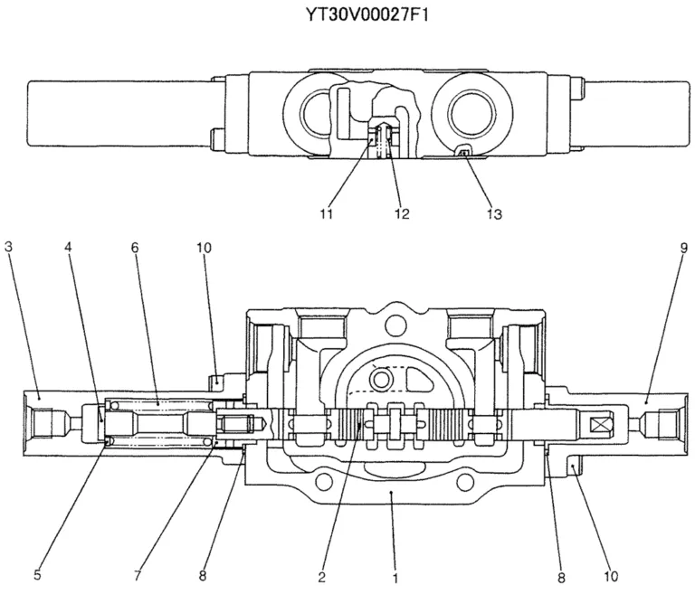 07-043-01 SECTION ASSEMBLY, SPOOL (YT30V00027F1)-SK200-6E SK210LC-6E ...