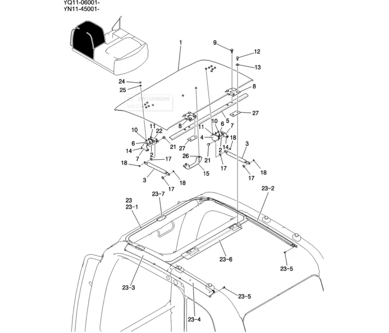 188-01-1 WINDOW ASSY, ROOF-Kobelco SK200-8 SK210LC-8 SK210D-8 Excavator ...