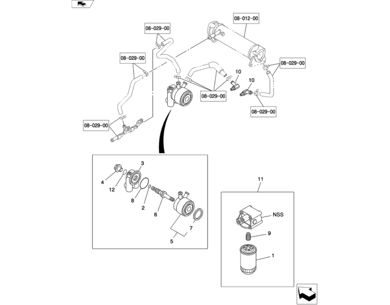 08-025(00) OIL COOLER AND OIL FILTER ISUZU 4LE2 ENGINE -Kobelco SK80MSR ...