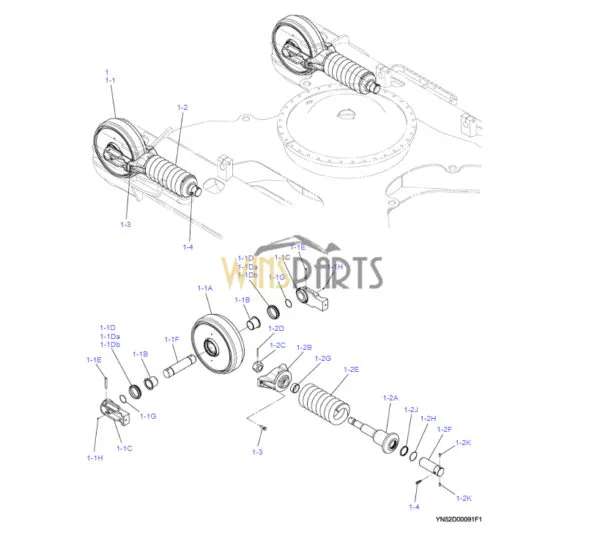 YN52D00094F1 YN52D00104F1 YN52D00099F1 CRAWLER IDLER ASSY KOBELCO