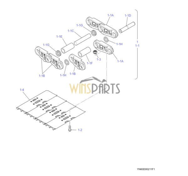 YN60D00157F2 YN60D00156F2 YN62D00038F1 TRACK LINK SHOE ASSY KOBELCO
